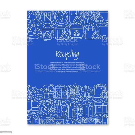 재활용 관련 개체 및 요소 손으로 그린 벡터 낙서 일러스트 레이션 컬렉션 포스터 다른 재활용 객체와 커버 템플릿 쓰레기에 대한 스톡 벡터 아트 및 기타 이미지 Istock