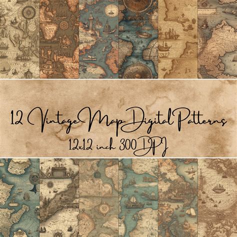 Vintage Map Digital Pattern Vintage Maps Seamless Print Etsy Australia
