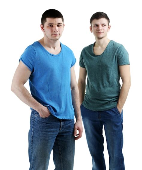 Dos Hombres J Venes Guapos Aislados En Blanco Foto Premium