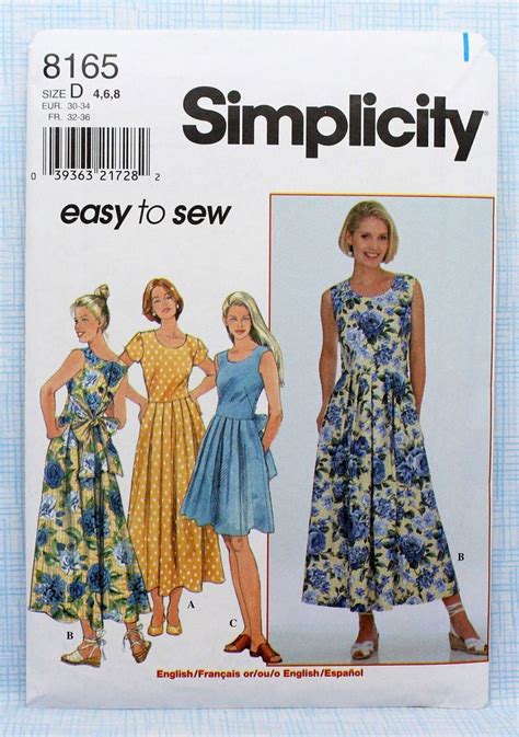 Simplicity Sewing Pattern 8165 Misses Dress With Full Skirt Pleated