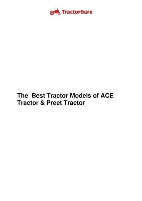 Ppt The Best Tractor Models Of Ace Tractor And Preet Tractor Powerpoint Presentation Id 11720237