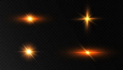투명 한 배경 효과 눈부심 라인 골드 빛 입자에 고립 빛나는 황금 별 프리미엄 벡터