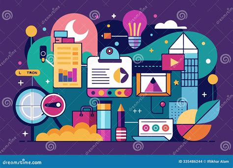 The Graphic Illustrates Colourful Data Graphs And Statistics On A Colourful Background Royalty