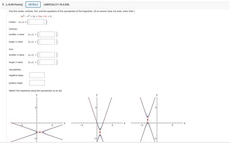 Solved Sketch The Hyperbola Using The Asymptotes As An Aid
