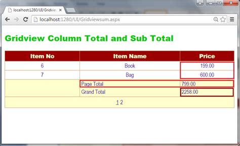 How To Get GridView Running Column Sub Total In ASP NET