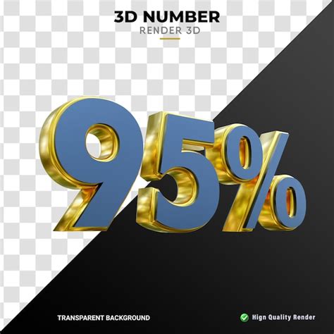 숫자 퍼센트 3d 파란색 및 미세 금 질감 현실적인 렌더링 프리미엄 Psd 파일