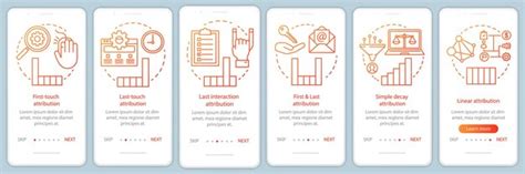 Premium Vector Attribution Modeling Types Orange Onboarding Mobile App Page Screen Vector