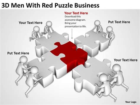 D Men With Red Puzzle Business Ppt Graphics Icons Powerpoint Template Presentation Sample