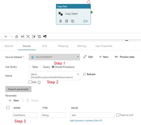Azure Data Factory Copy Activity With Source As Stored Procedure
