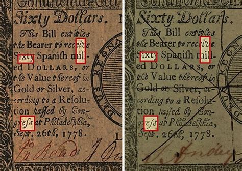 Counterfeit Detection Continental Currency 60 Pmg