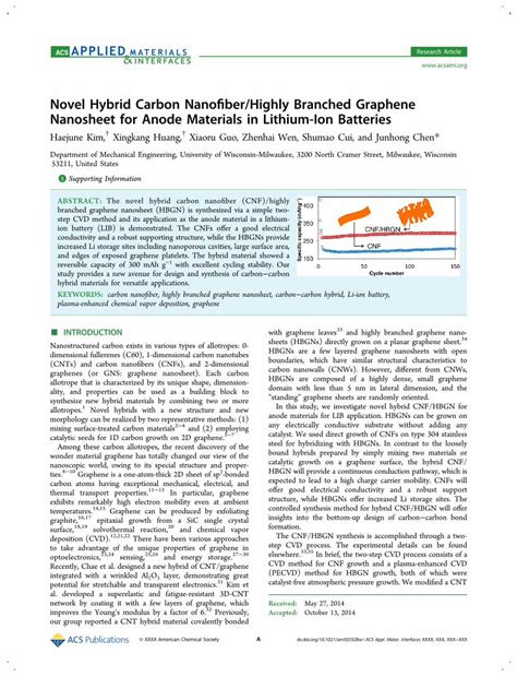 Pdf Novel Hybrid Carbon Nanofiber Highly Branched Graphene Nanosheet