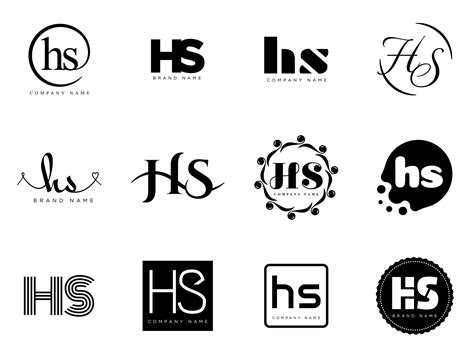 Hs Logo Company Template Letter H And S Logotype Set Different Classic Serif Lettering And