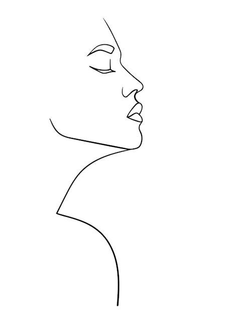 Cara De Dibujo Lineal Retrato De Mujer A Premium Vector Freepik