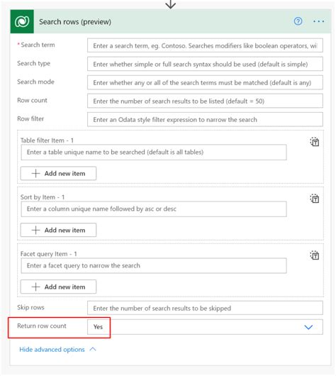 Search Rows Preview Action In Dataverse Connector In A Flow Power