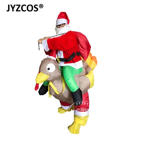 Jyzcos Christmas Inflatable Santa Claus Ride On Turkey Costume Olaf