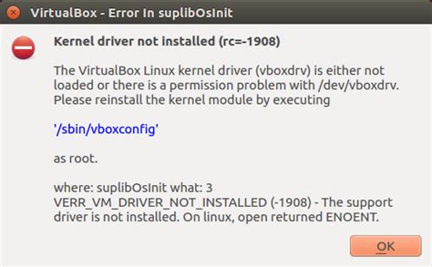 Ubuntu Virtualbox Suddenly Gives Linux Kernel Driver Vboxdrv Is