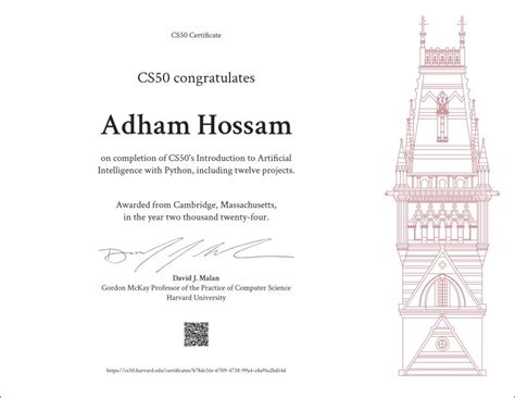 Having Successfully Fulfilled The Requirements Of The Cs50 Ai Course I