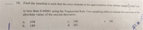 Solved Find The Smallest N Such That The Error Estimate In