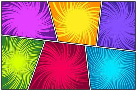 Colorful Twisted Comic Book Radial Rays Lines Comics Background With