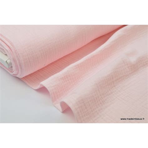 Tissu double gaze de coton pas cher coloris rose au mètre