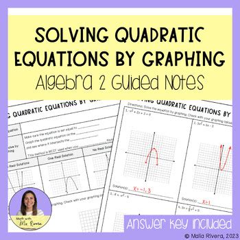 Solving Quadratic Equations By Graphing Guided Notes For Algebra