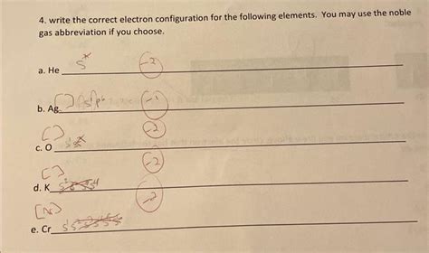 Solved 4 Write The Correct Electron Configuration For The