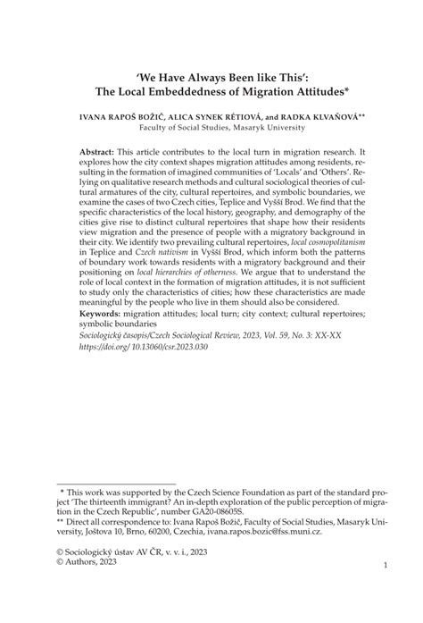 Pdf We Have Always Been Like This The Local Embeddedness Of