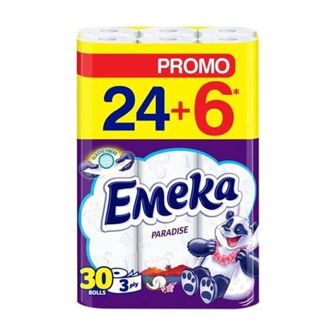 Туалетний папір Emeka Paradise білий 3 шаровий 135 відривів 30 рулонів — купити на Eva Ua