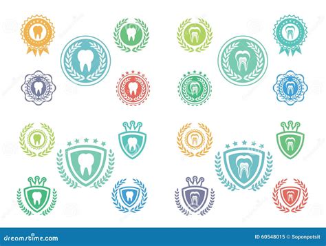 Tooth Icons Set Tooth Logo Settooth Label Set Stock Vector