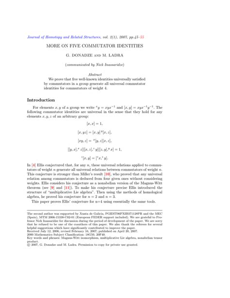 More On Five Commutator Identities