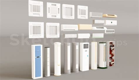 11543 Sketchup Model Of Air Conditioner And Tower Fan For Download