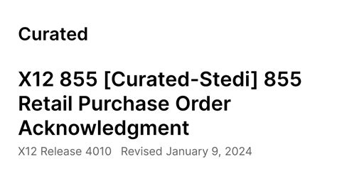 Curated 855 Curated Stedi 855 Retail Purchase Order Acknowledgment