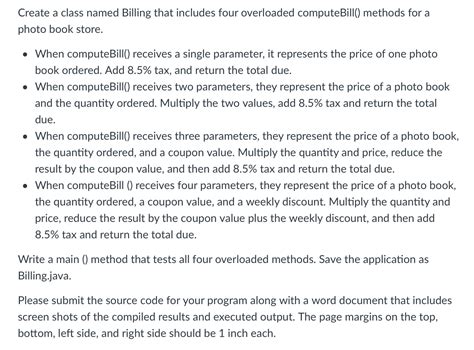 [solved] create a java program create a class named billing that includes course hero