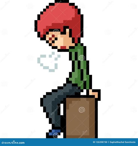 Vector Pixel Art Man Sad Stock Vector Illustration Of Sigh 126398738