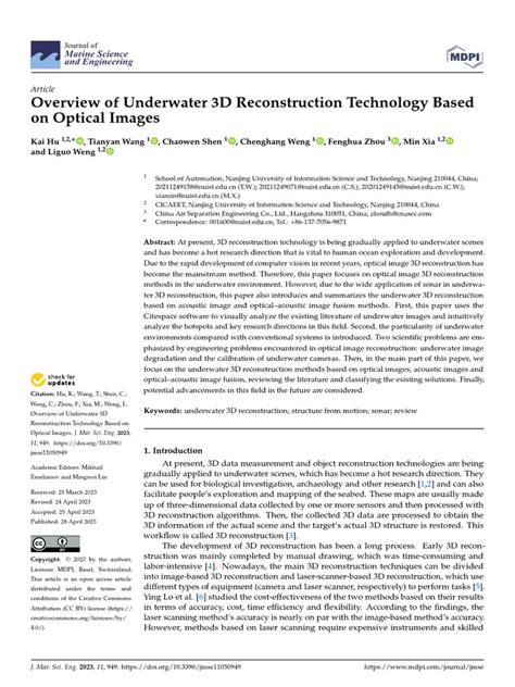 Overview Of Underwater 3d Reconstruction Technology Based On Optical Images Pdf Attenuation