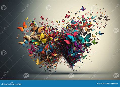 Swarm Of Butterflies Isolated Illustration Generative Ai Stock
