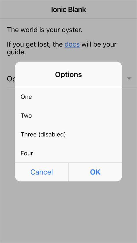 bug no styling on disabled ion select option · issue 18542 · ionic