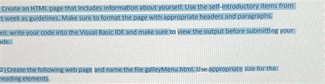 Solved Create An Html Page That Includes Information About Chegg
