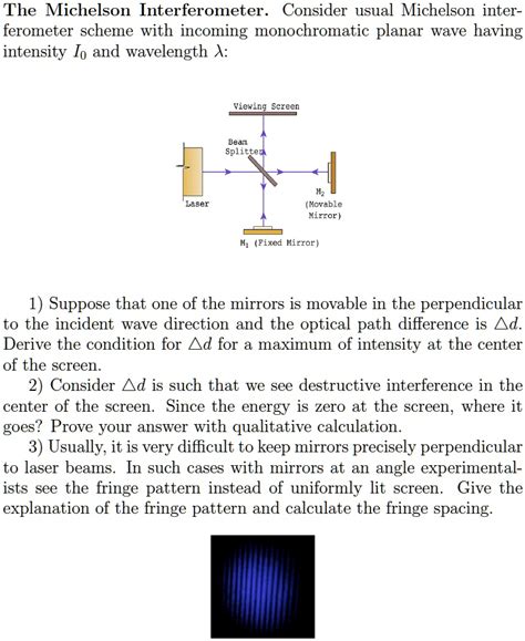 Solved The Michelson Interferometer Consider Usual Michelson Inter Ferometer Scheme With