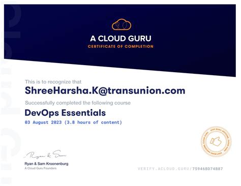 Shree Harsha K On Linkedin Certificate Of Completion A Cloud Guru