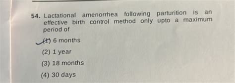 54 Lactational Amenorrhea Following Studyx
