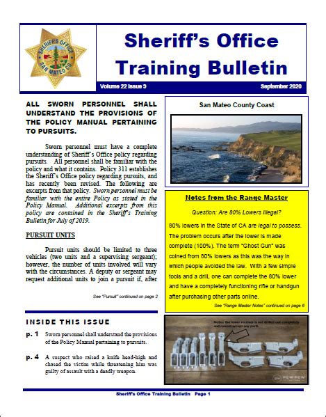 September 2020 Training Bulletin San Mateo County Sheriffs Office