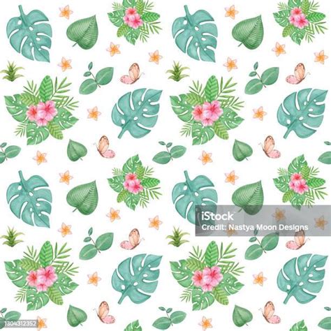 Pola Mulus Tropis Latar Belakang Berulang Daun Eksotis Wallpaper