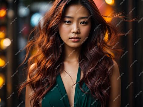 Premium Ai Image Asian Girl Hair Product Model Exudes Beauty Style