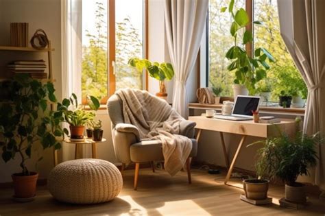 Premium Photo Serene Workspace With Natural Light