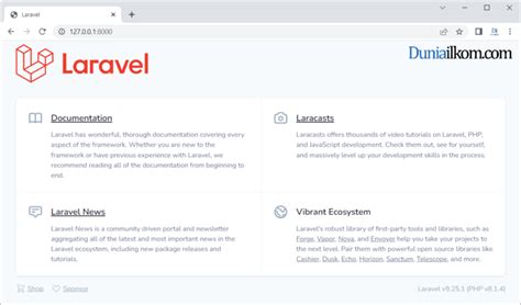 Halaman Awal Laravel Di Localhost8000 Duniailkom