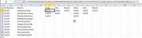 Indexing How To Return Multiple Match Values From A Cell That