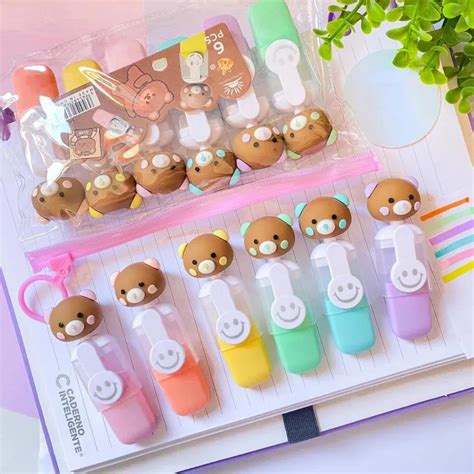 Kit Marca Texto Com 6 Cores Ursinho Fofo Pitilikos