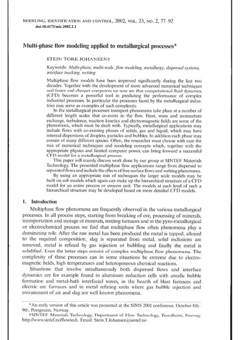 Pdf Multi Phase Flow Modeling Applied To Metallurgical Processes