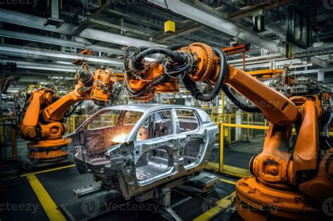 Robotic Arm For Electronic Assembly Line Smart Modern Factory Automation Using Advanced